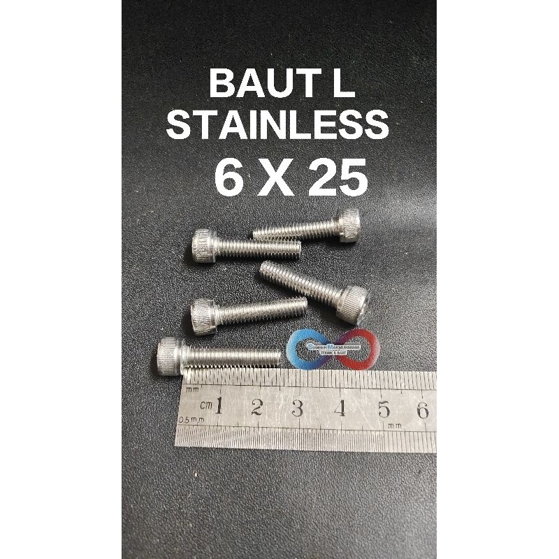 Jual Baut Hexagon L Stainless 304 6x25 | Shopee Indonesia