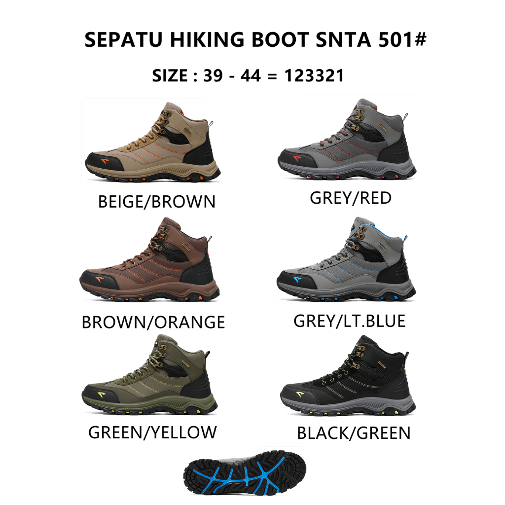 Jual Sepatu Gunung SNTA 501 Ada 6 Warna Pilihan Boots Hiking Trekking ...