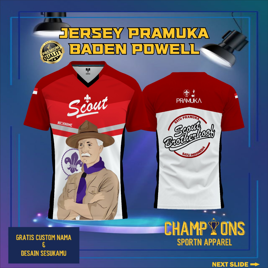 Jual Baju Jersey PRAMUKA SCOUT BADEN POWELL Lengan Panjang dan Pendek ...