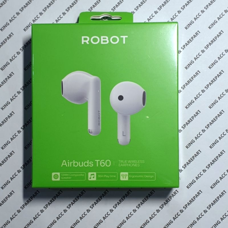 Jual ROBOT T60 AIRBUDS TWS HALF EAR WIRELESS 13MM EARPHONE BLUETOOTH 5. ...