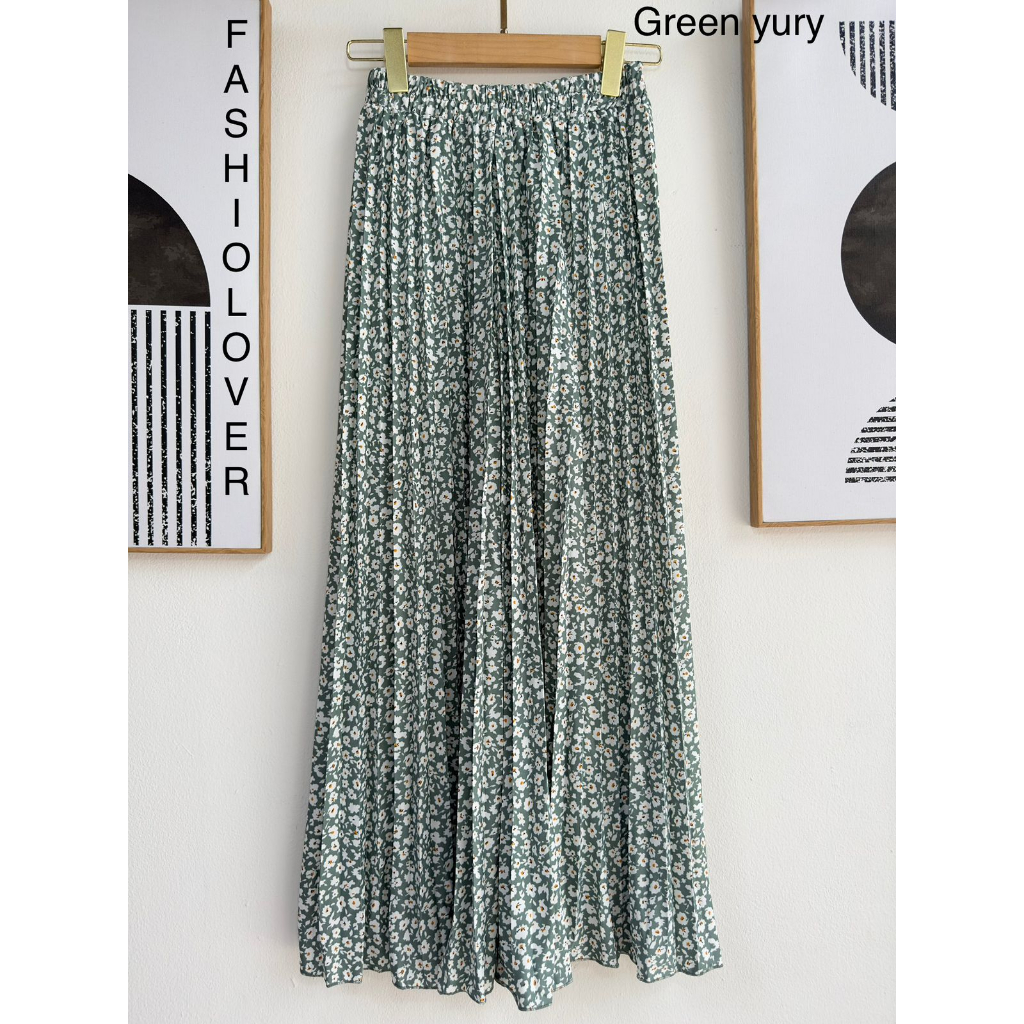 Jual Rok plisket motif bunga / Rok panjang motif bunga / Rok bunga ...