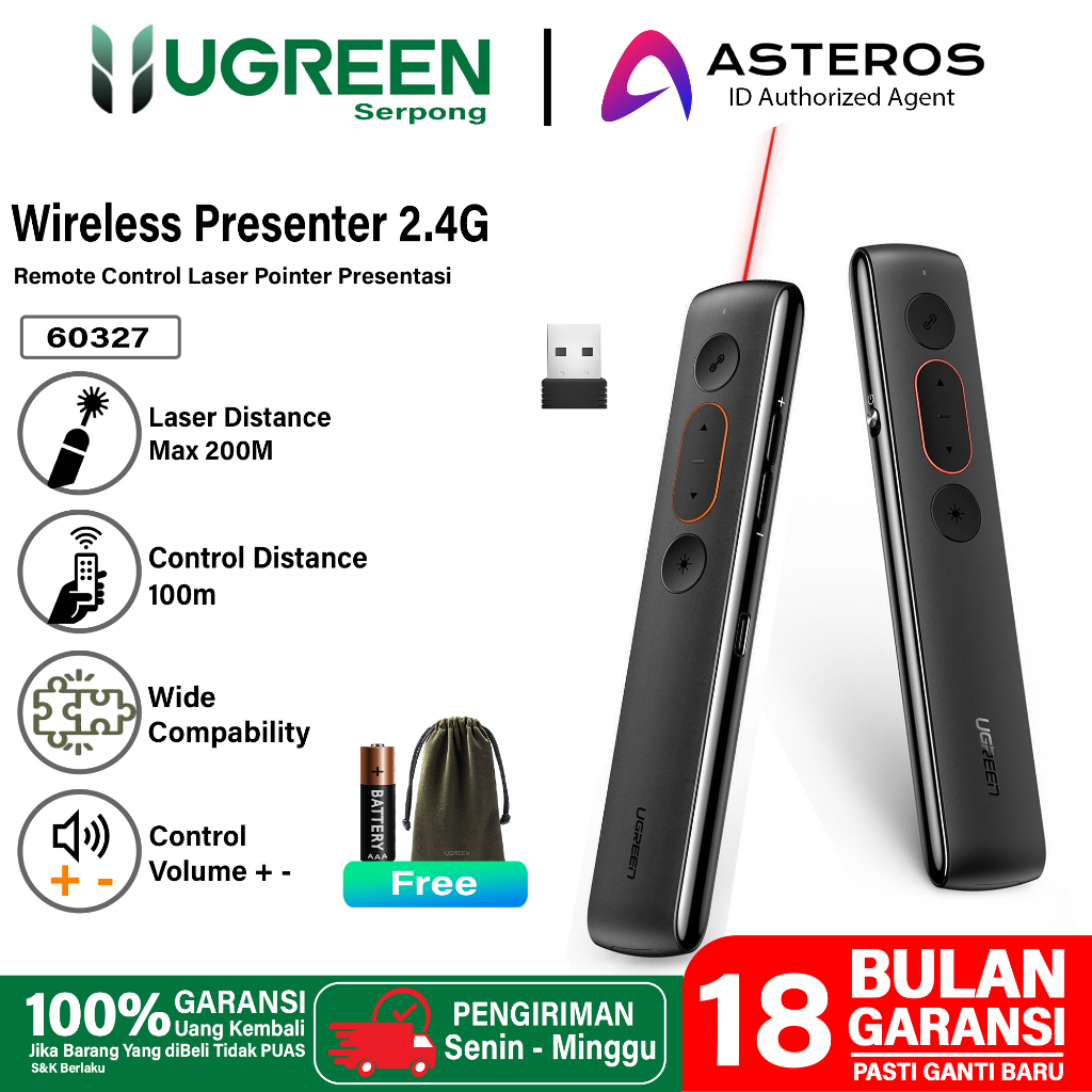 Jual UGREEN Wireless Laser Pointer Presenter ,Remote Laser Pointer Untuk Presentasi | Shopee ...