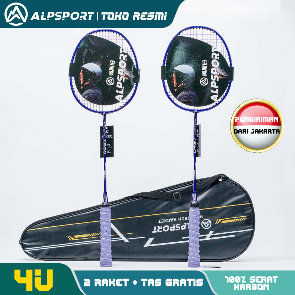 Jual ALPSPORT RR【2Raket + Tas】4U G5 100% Serat Karbon Penuh Desain Asli ...