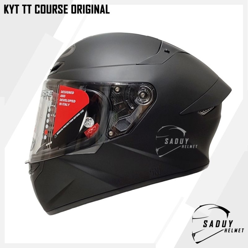 Jual KYT TT COURSE SOLID BLACK MATT / HITAM DOP - HELM FULL FACE KYT TTC | Shopee Indonesia