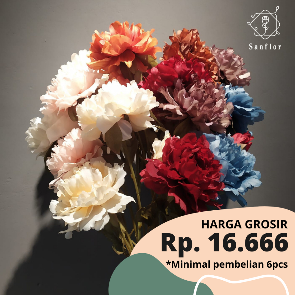Jual BUNGA PEONY JUMBO K3 ARTIFICIAL/PEONY KAIN/BUNGA PEONY PALSU MURAH ...