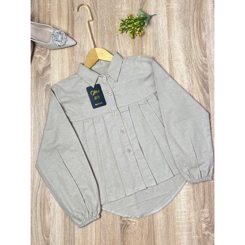 Jual MSMO Dear Top Longsleeve Pleats Shirt/Kemeja Wanita/Kemeja Lengan ...
