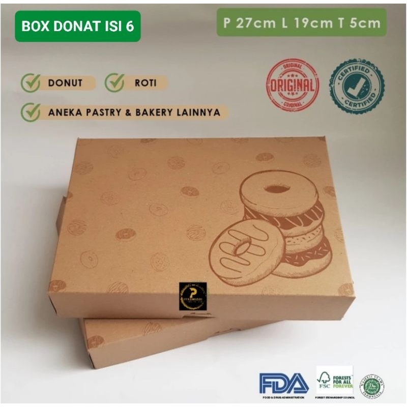 Jual Box Donat Craft/ Kotak Donat isi 6/ dus donat/ dus roti/ Kemasan ...