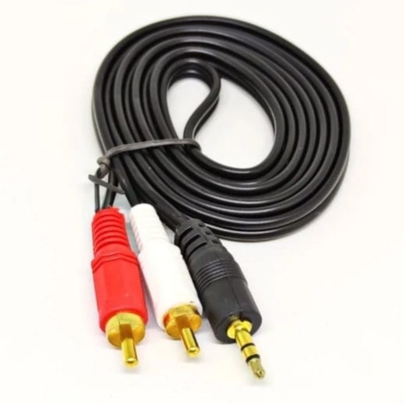 Jual Kabel Audio RCA 1x2 jack 3.5mm Aux ke RCA merah putih | Shopee Indonesia