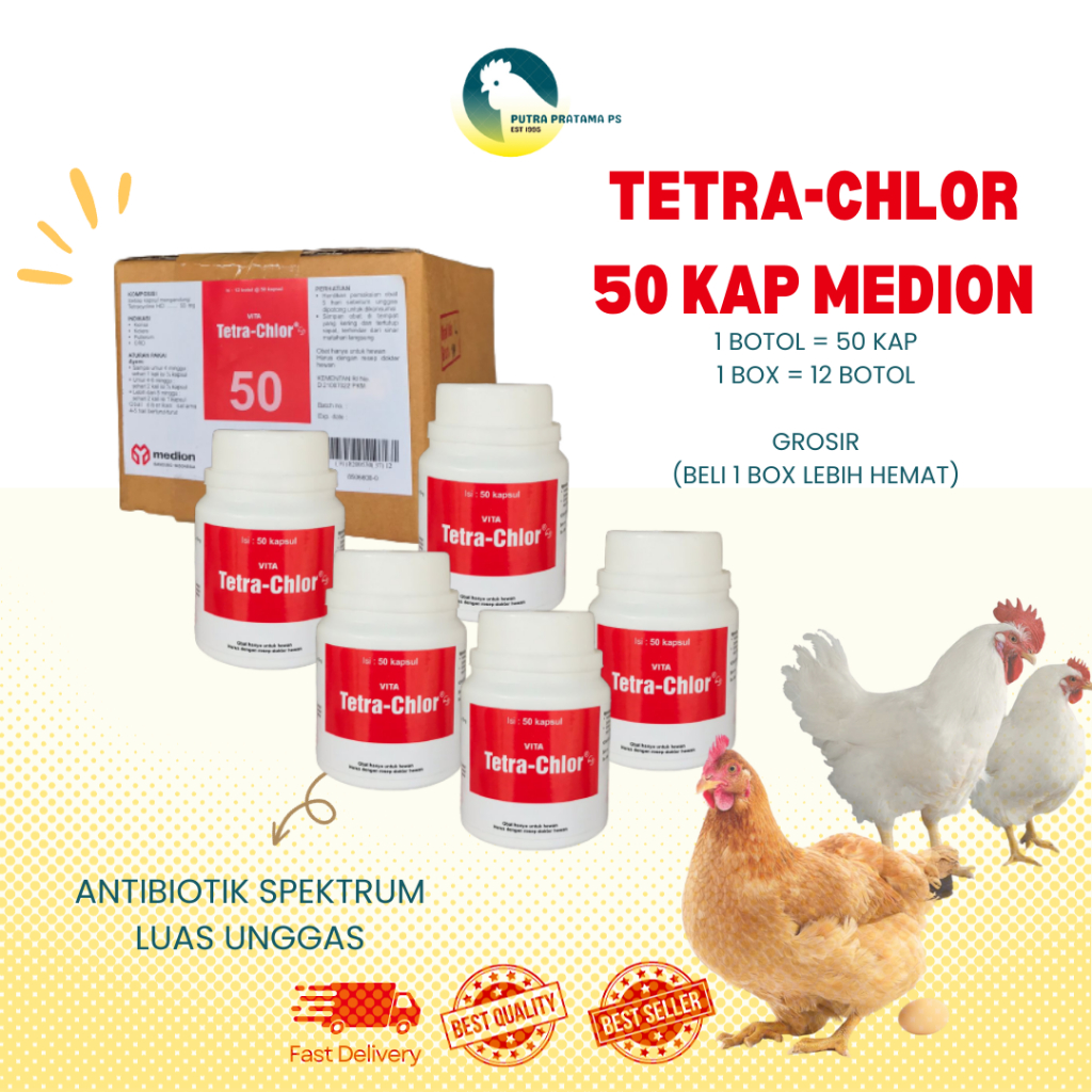 Jual [1 PCS] TETRACHLOR TETRA-CHLOR 50 KAP KAPLET - MEDION - Antibiotik ...