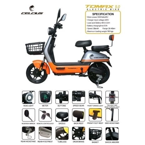 Jual Sepeda Listrik CELCIUS TOMAX 5.0 NEW 500 Watt Electric E Bike ...