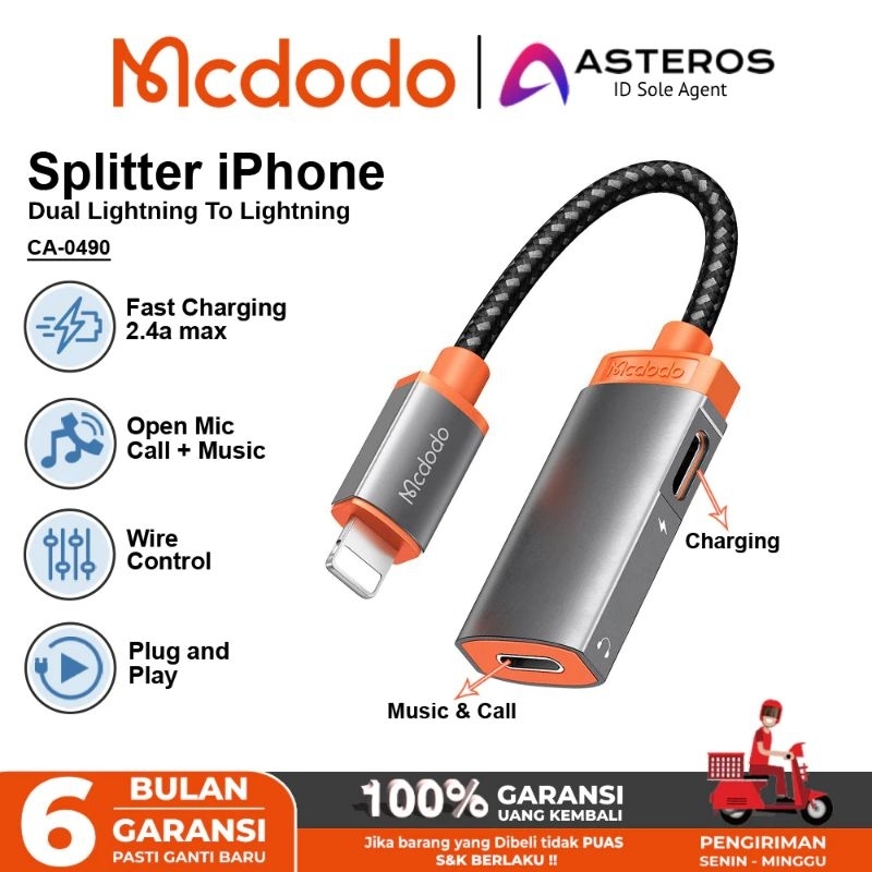Jual MCDODO Converter Splitter iPhone Lightning Ke Dual Lightning ...