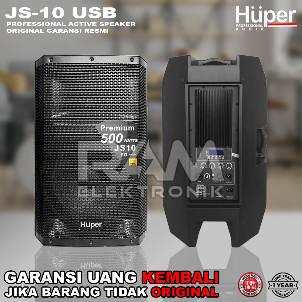 Jual Speaker Aktif 15 Inch HUPER JS10 | JS 10 USB Original 500 Watt Harga 1 Unit | Shopee Indonesia