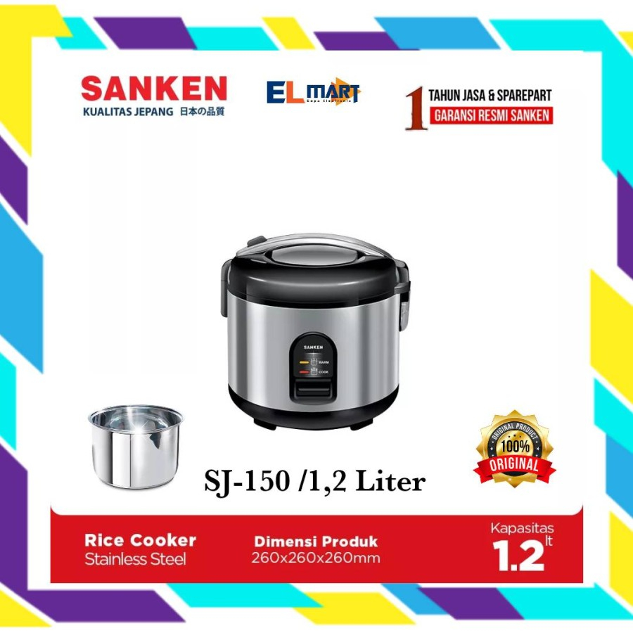 Jual Sanken Magic Com Stainless 1,2L SJ 150 SJ150 Penanak Nasi Rice Cooker | Shopee Indonesia