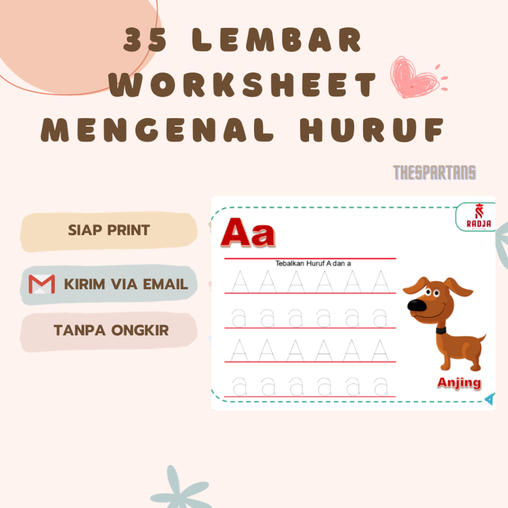 Jual 35 Lembar Worksheet Pengenalan Huruf Untuk Anak TK - Printable ...