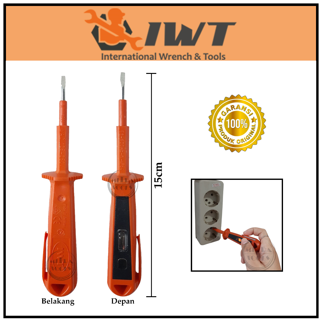 Jual IWT Test Pen AC Listrik 15cm Anti Pecah - Obeng Tespen Testpen ...