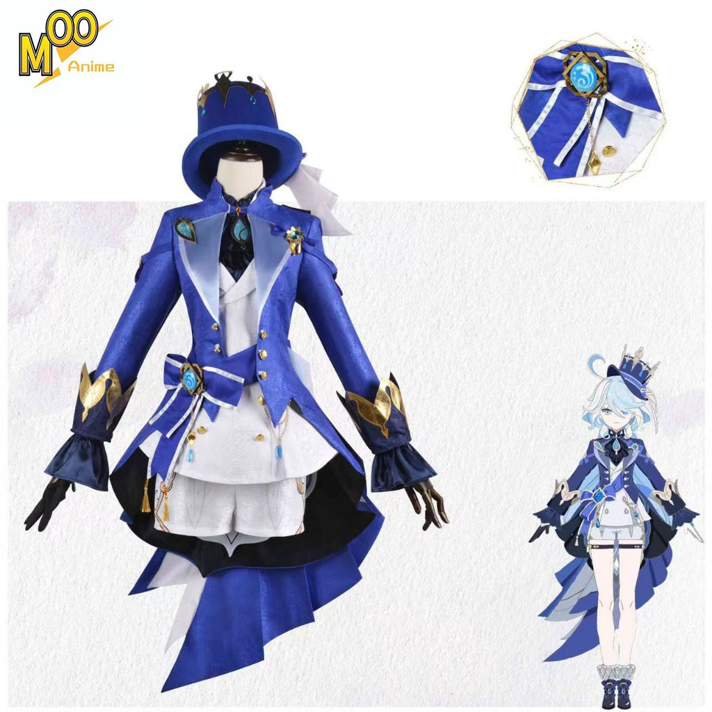 Jual Genshin Impact Cosplay Costume Furina Focalors cosplay Set and wig ...