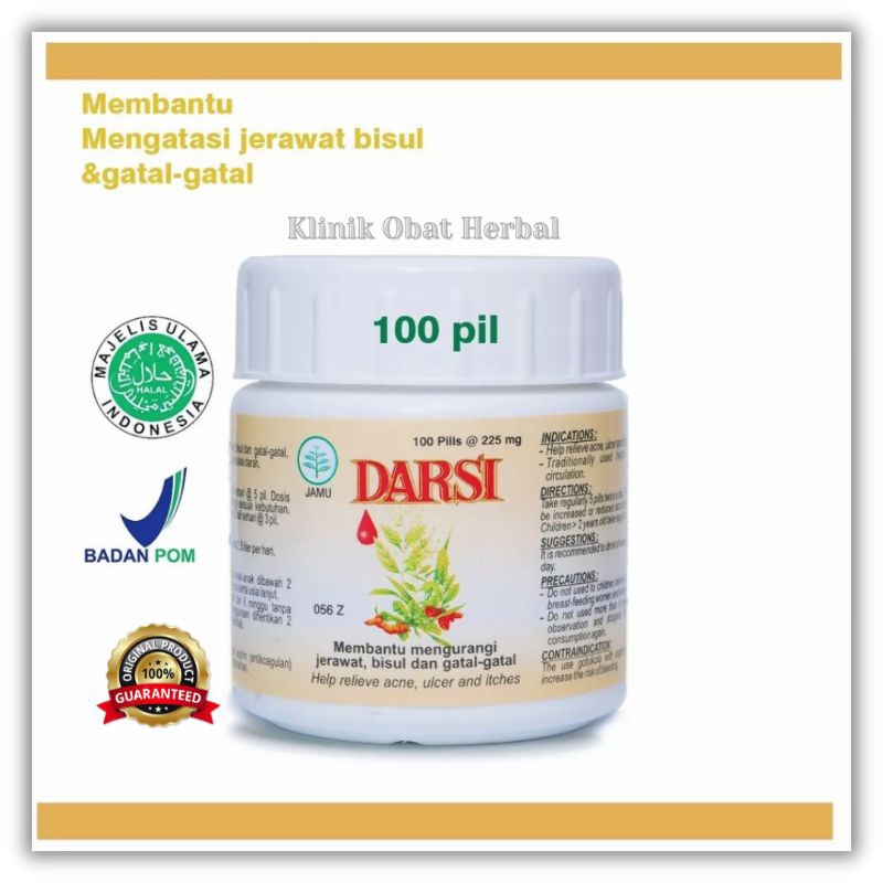 Jual DARSI PIL - Obat Bersih Darah Jerawat Bisul dan Gatal (100pil ...