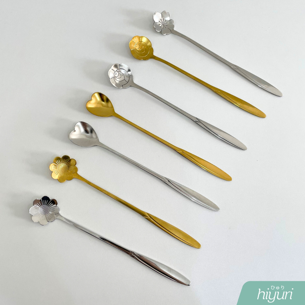 Jual HIYURI Premium Quality Flower Style Spoon • Sendok Kue Dessert ...