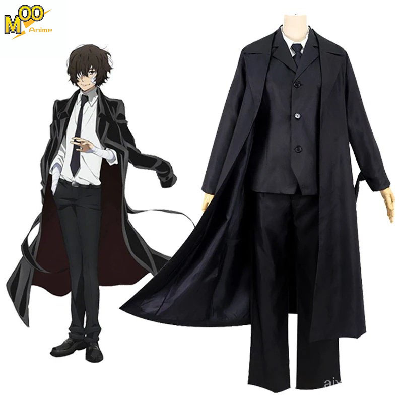 Jual Anime Bungo Stray Dogs Dazai Osamu Cosplay Costume Set Black ...