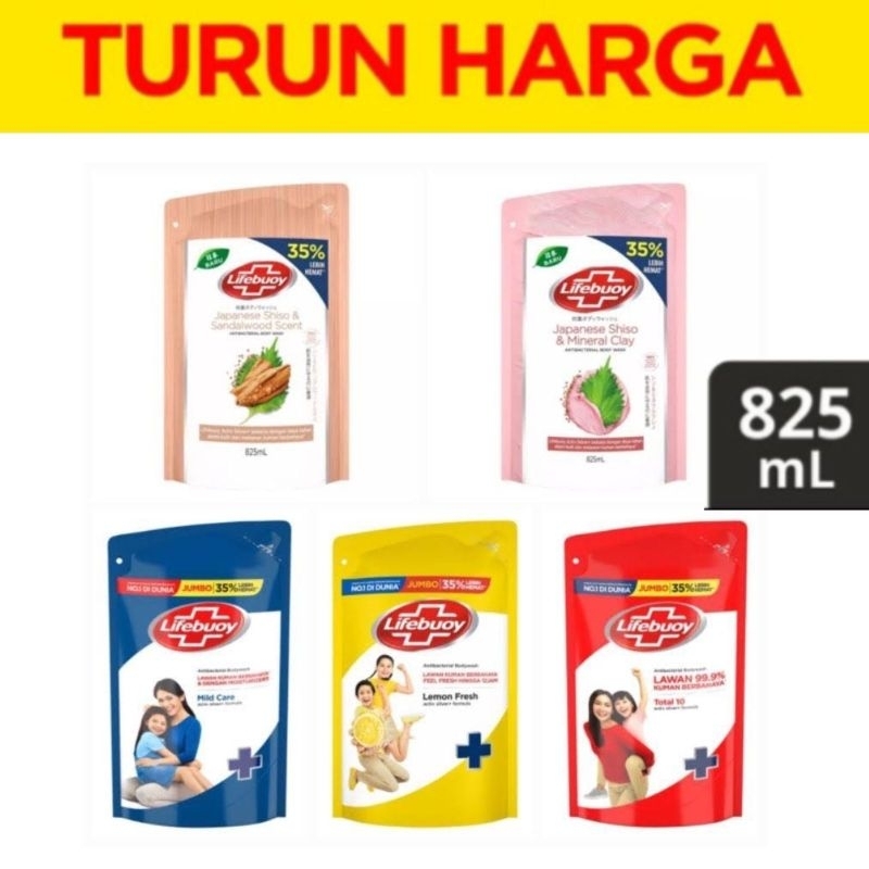Jual LIFEBUOY Body Wash Refill 825ml Sabun Mandi Cair Total 10 | Mild Care | Lemon Fresh ...