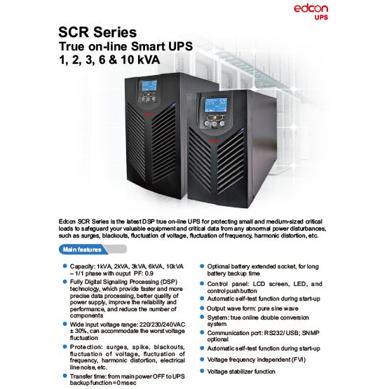 Jual UPS Edcon SCR Series 3 KVA SMART TRUE ONLINE 3 KVA 2.200 Watt ...