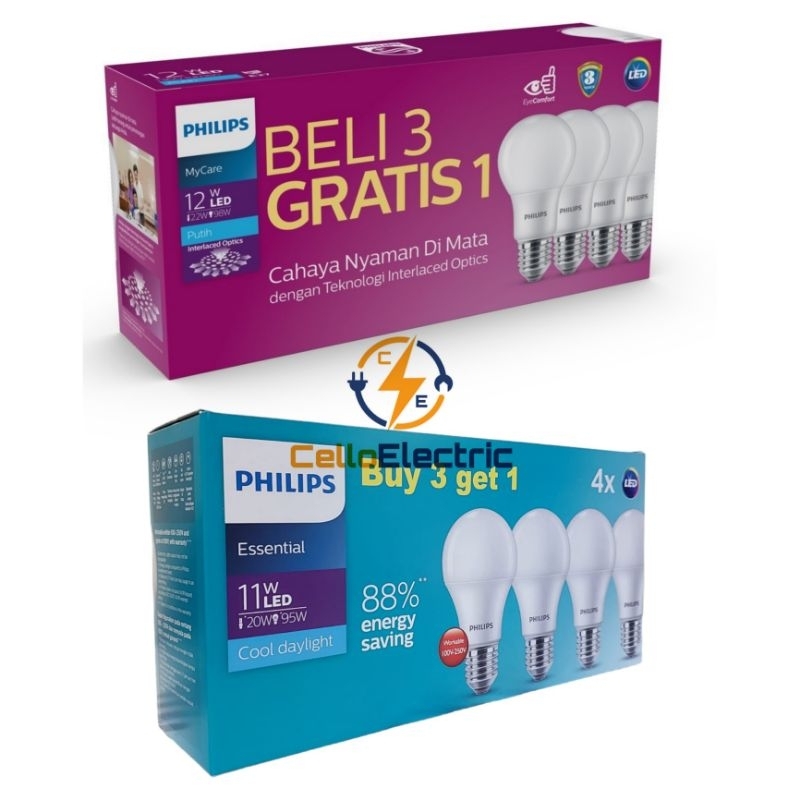 Jual Led Pack Philips Mycare 5w 6w 7w 8w 9w 10w 11w 12w Led 3 Gratis 1 ...