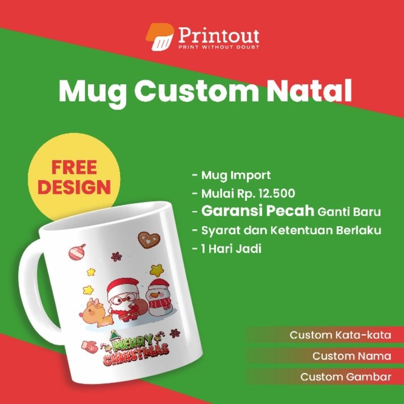 Jual PRINTOUT MUG CUSTOM EDISI NATAL - BISA SATUAN FREE DESIGN | Shopee ...