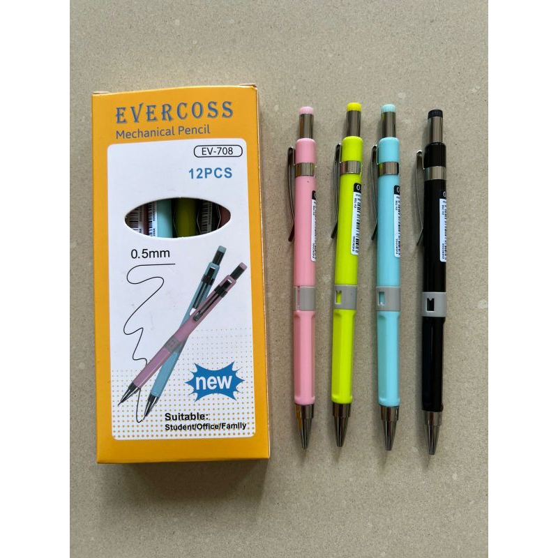 Jual (12PC) PENSIL MEKANIK EV-708 EVERCOSS/ ISI 0.5 MM | Shopee Indonesia