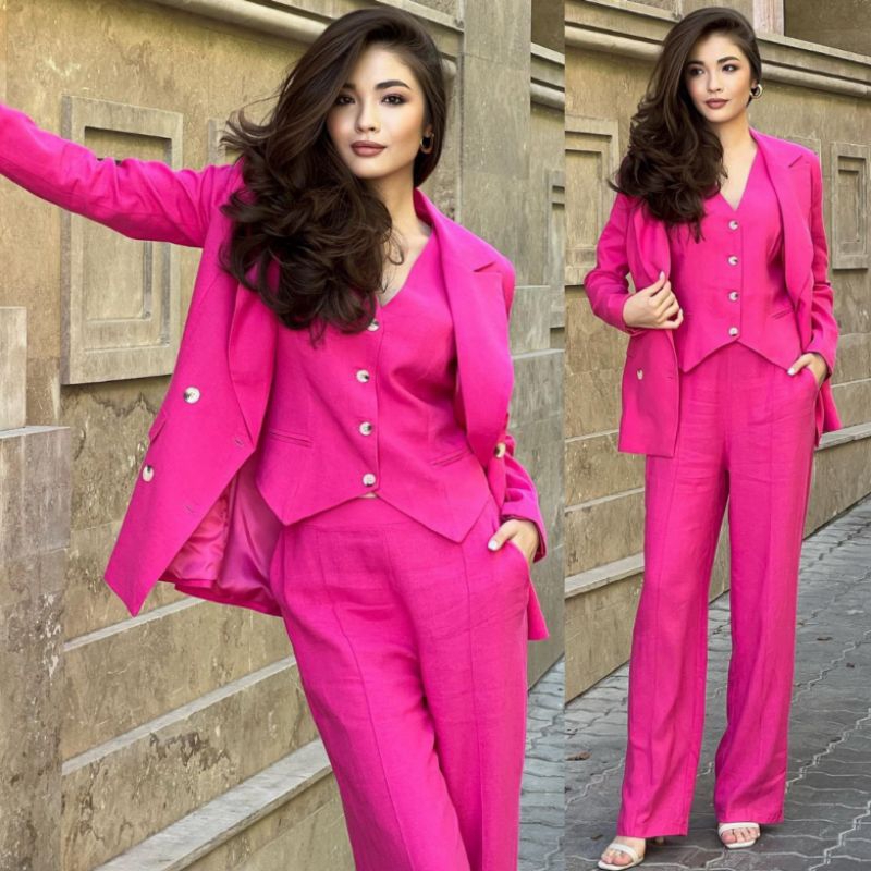 Jual 3in1 fuschia set labeltag (blazer+inner+pants) | Shopee Indonesia