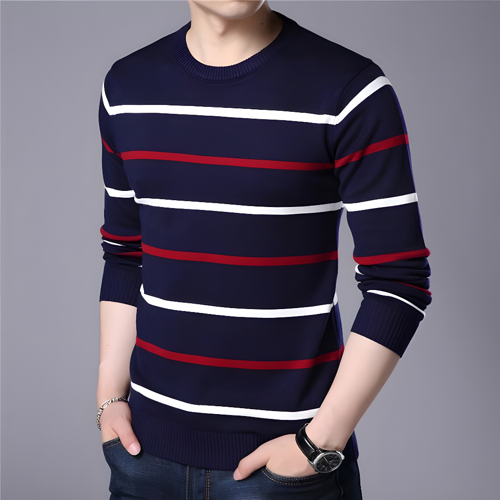 Jual Sweater Rajut Pria O Neck Kombinasi TROPIS | Shopee Indonesia