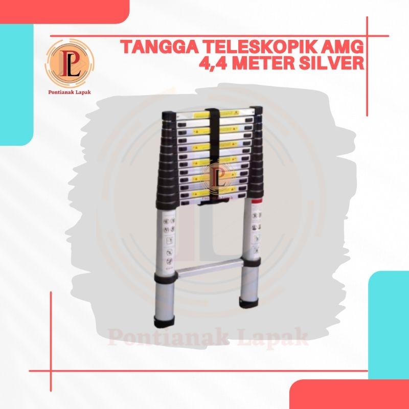 Jual Tangga Teleskopik 4,4 Meter Silver Merk AMG | Shopee Indonesia