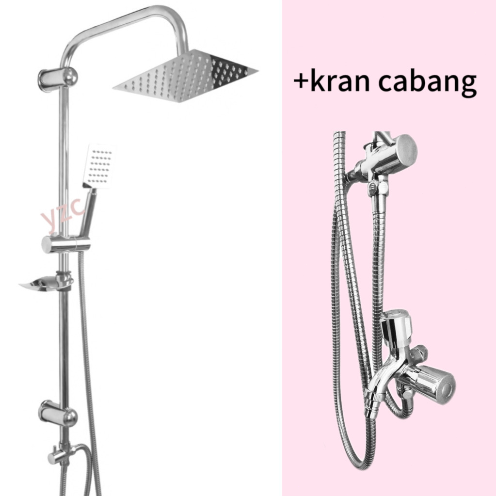 Jual SUS304 Shower Set Kamar Mandi Rain Shower + Keran Cabang - Paket Lengkap Shower Kotak/Bulat ...