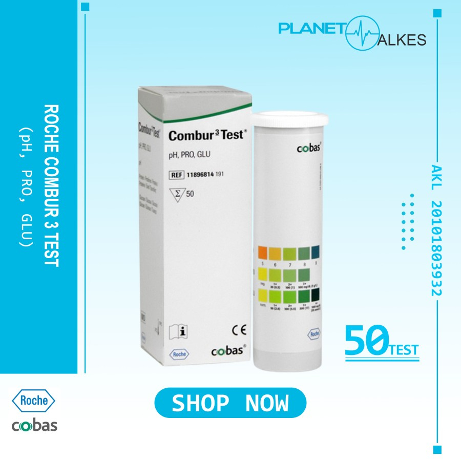 Jual ROCHE Cobas Combur 3 Test / Urine Strip 3 Parameter isi 50 Test ...