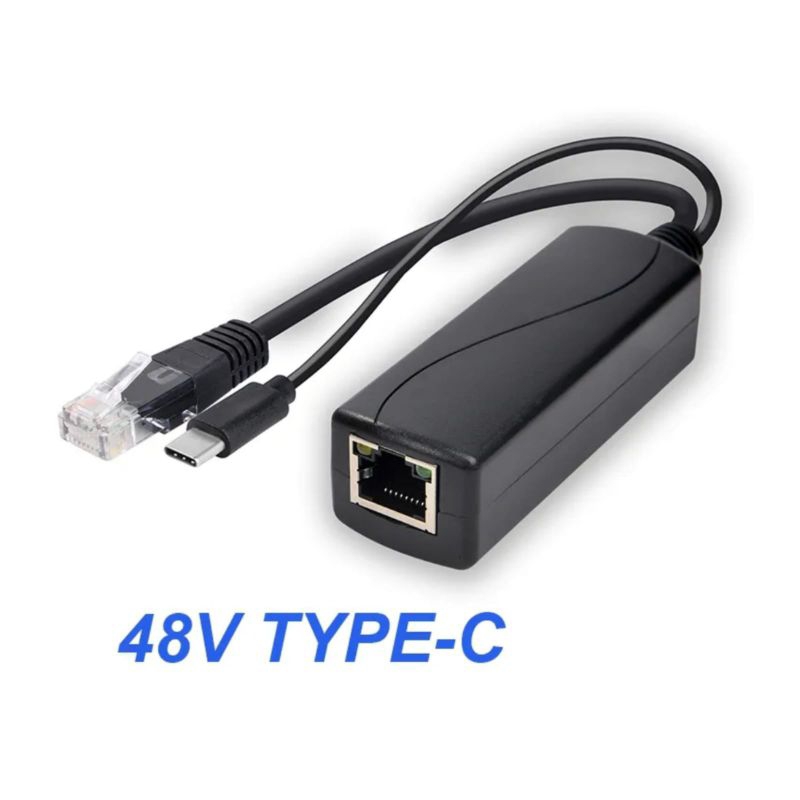 Jual type c micro USB separator poe 48v to 5v 3a rj45 LAN port ethernet over network adaptor ...