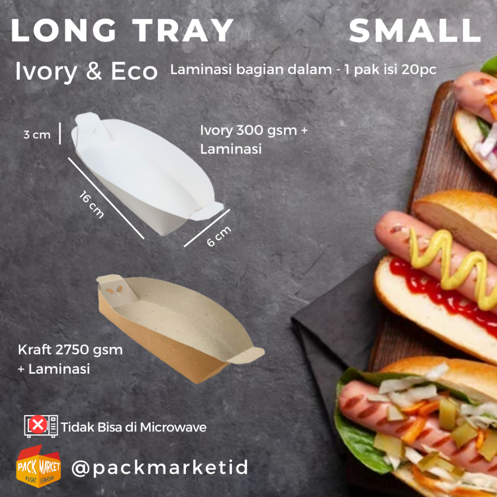 Jual Long Tray Small (1 pak isi 20pc) / Snack Tray/ Paper Tray/ Paper Food Tray | Shopee Indonesia