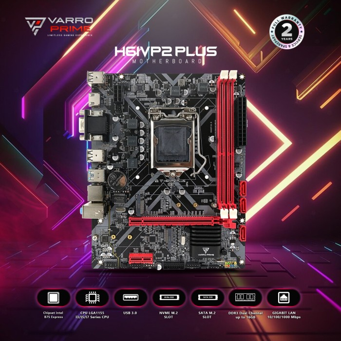 Jual MOTHERBOARD GAMING H61 VP2 PLUS VARRO SUPPORT NVME | Shopee Indonesia