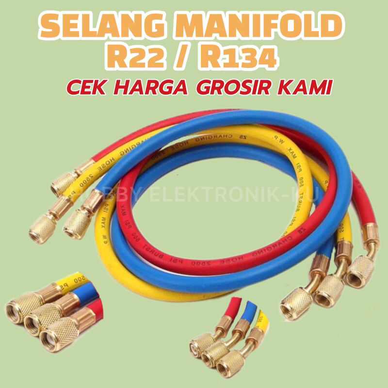 Jual SELANG MANIFOLD ISI FREON R22 / R134 ( 1 SET : 3 SELANG PANJANG ...