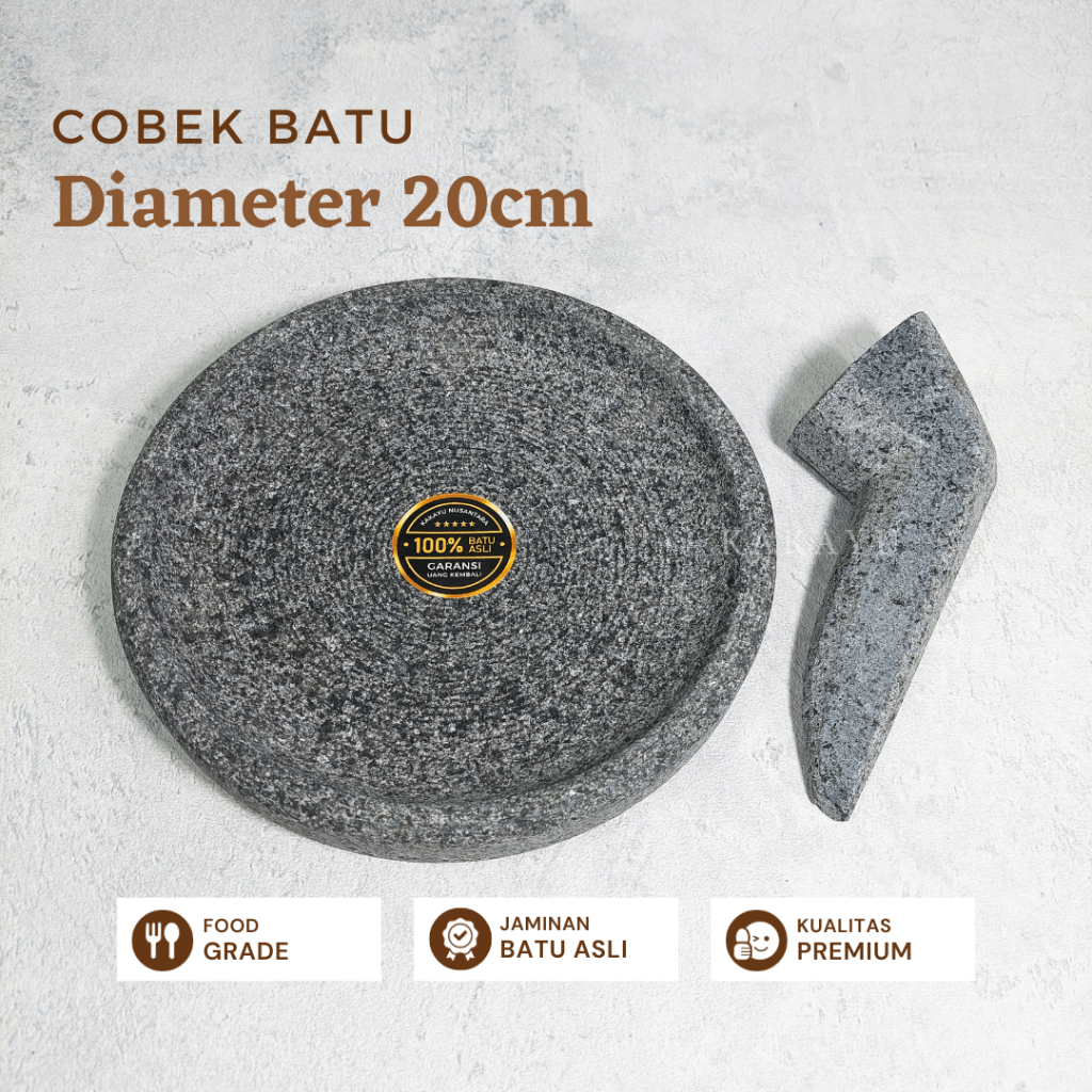 Jual Cobek Batu Asli 20cm + FREE ULEKAN / Cobek Batu Premium / Garansi ...