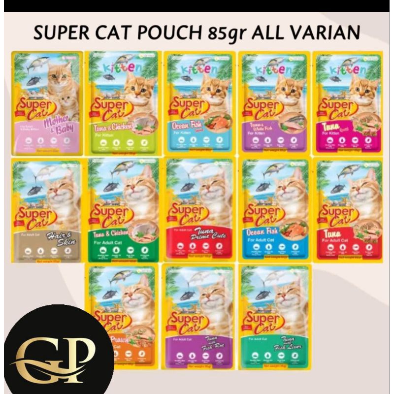 Jual Pouch Supercat kemasan 85gr cat food Saset VARIAN KUCING KITTEN ...
