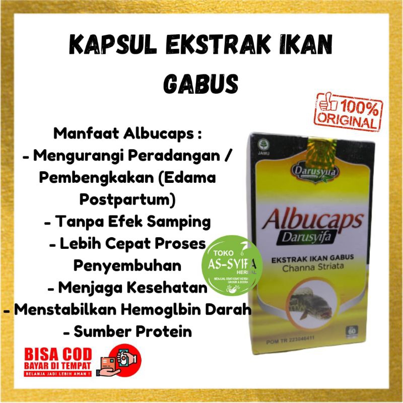 Jual Kapsul Ikan Gabus Ekstrak Albucaps Herbal Pasca Operasi Luka Bakar | Shopee Indonesia
