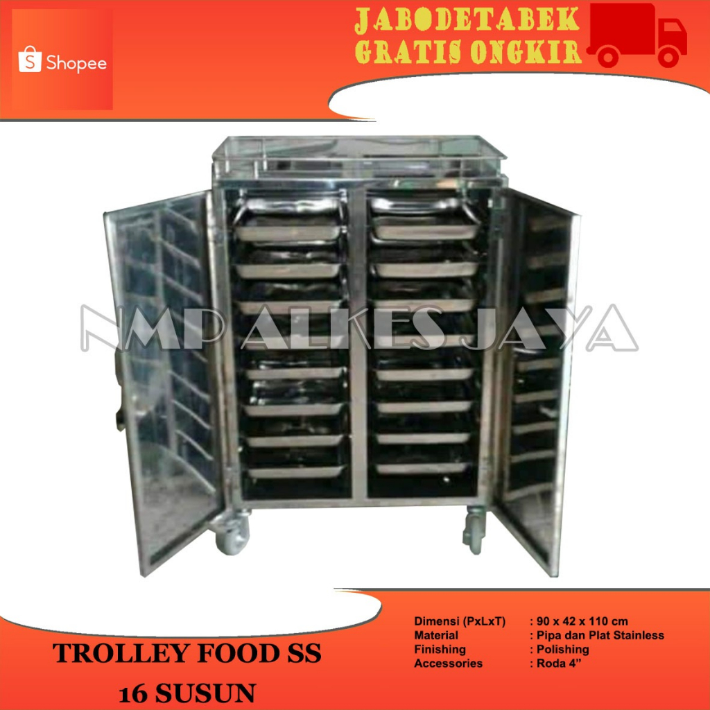 Jual Food trolley Troli makanan stainless 16 susun Troli makanan Rumah ...