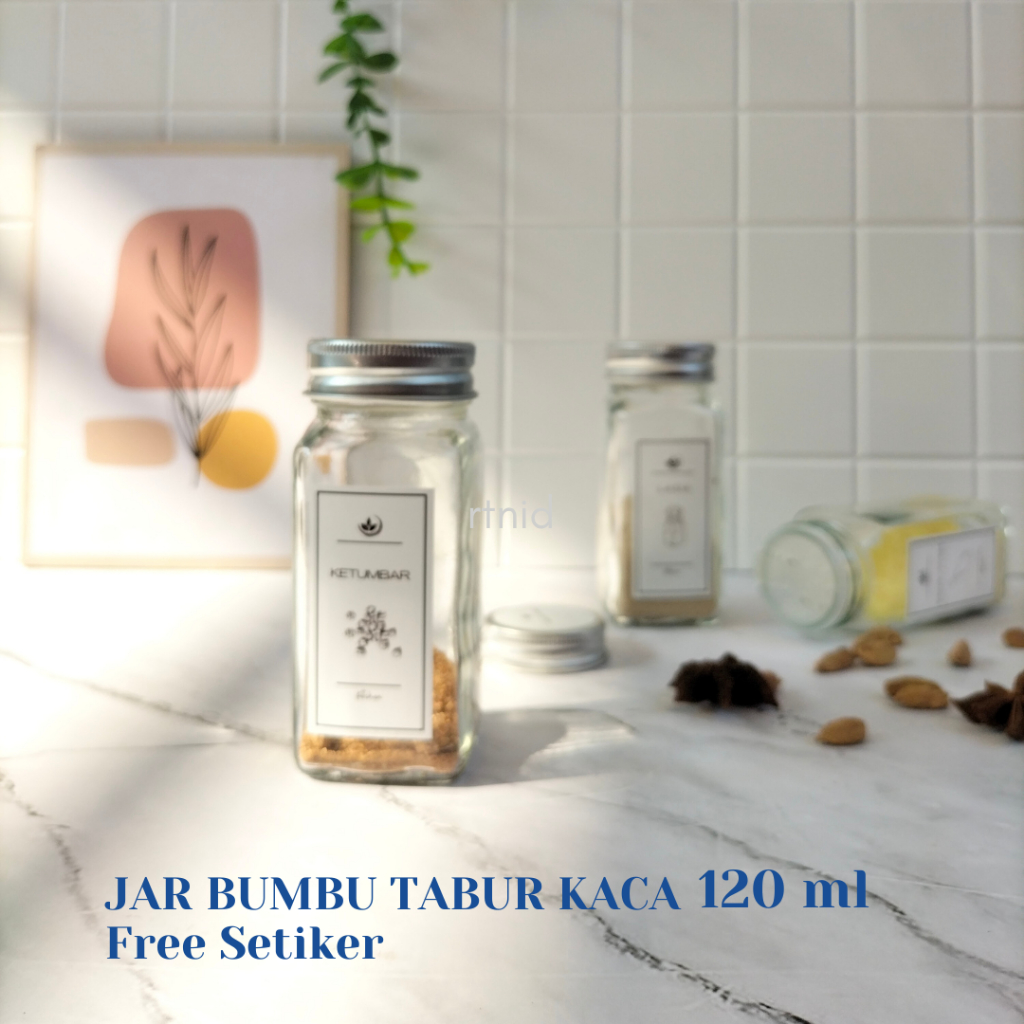 Jual [Rtnid] Botol Bumbu Tabur Kaca Tutup SILVER 120ml Free Label ...