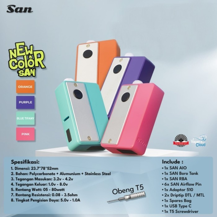 Jual SAN AIO BORO KIT 80W BY GEROBAK VAPOR X VAPERZCLOUD | Shopee Indonesia