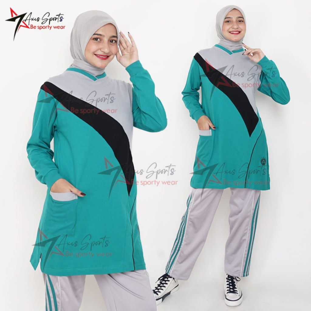 Jual setelan baju olahraga muslimah / setelan olahraga wanita model tunik / seragam olahraga ...