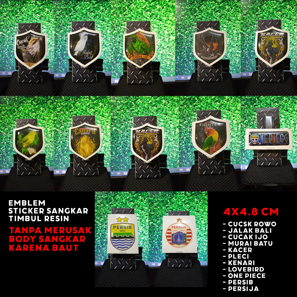 Jual EMBLEM STICKER SANGKAR BURUNG/bahan resin BEST/sticker timbul ...