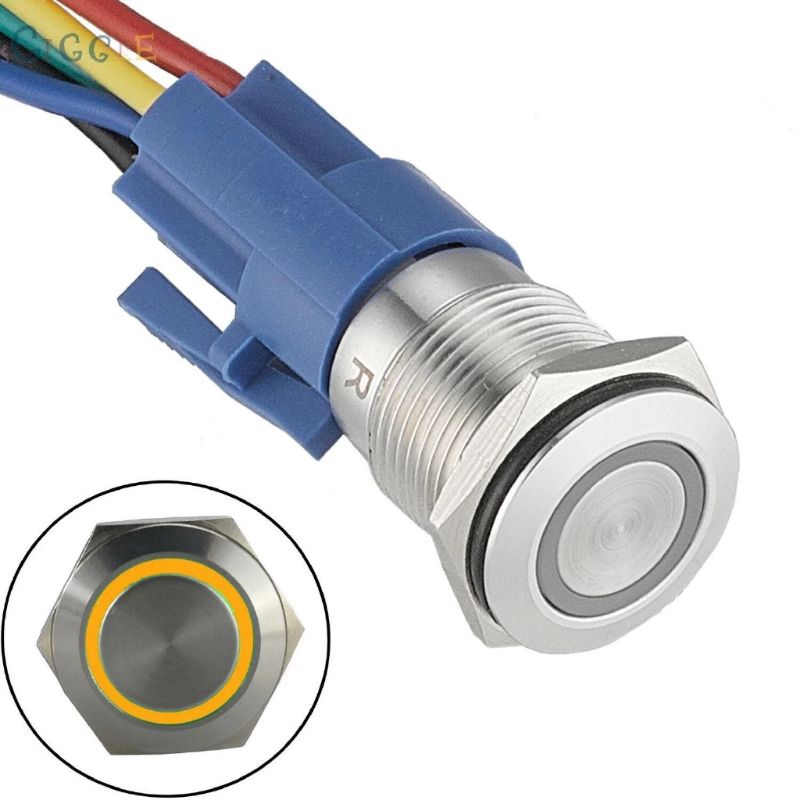 Jual Saklar On Off LED Yellow Stainless 16 mm / Push Button Yellow ...