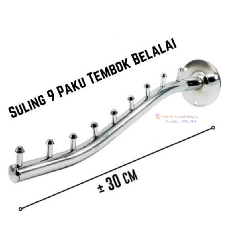 Jual Hanger Suling Tembok 9 Titik // Gantungan Suling Baju Dinding ...