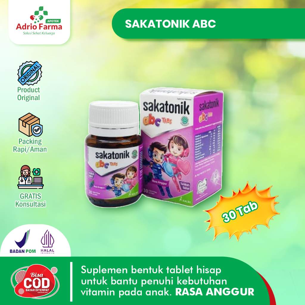 Jual SAKATONIK ABC - TABLET HISAP @ 30 Tablet - Rasa ANGGUR ...
