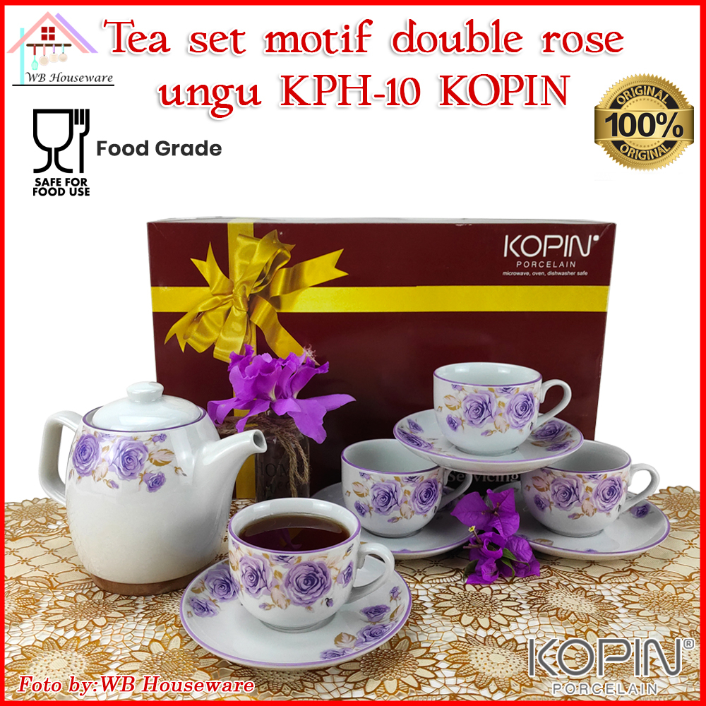Jual tea set porcelain marakesh kopin / teko set 10pcs 4 cangkir + 4 ...