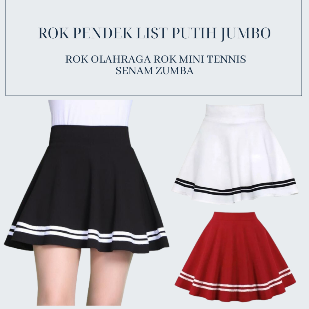Jual Oppa Style Shop Rok Pendek List Putih Jumbo Big Size | Rok ...